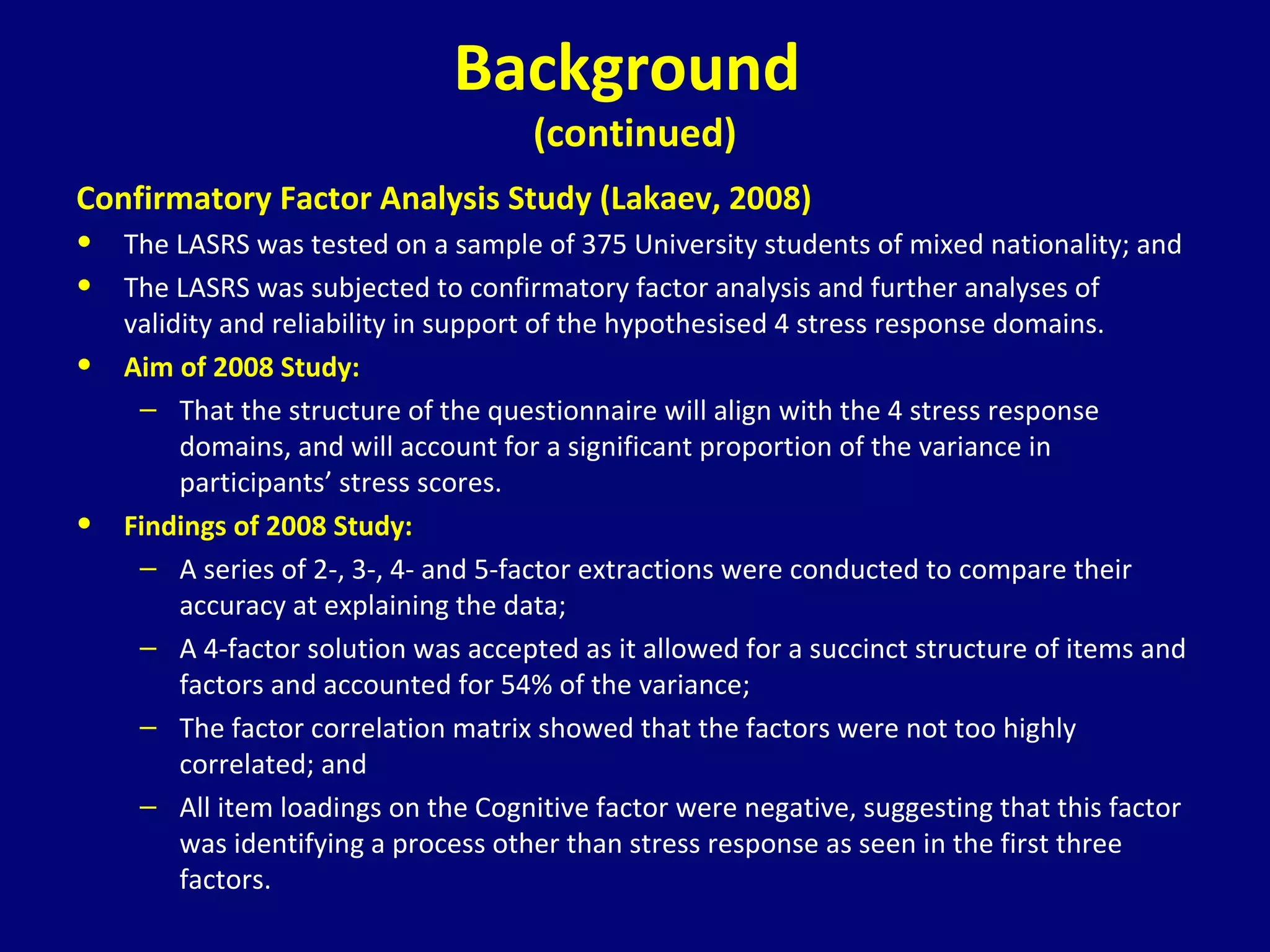 A Scale for Assessing Academic Stress - Lakaev Academic Stress Response ...