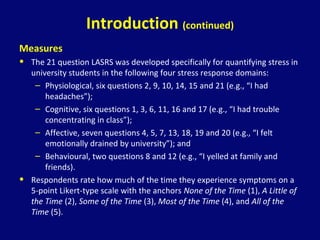 A Scale for Assessing Academic Stress - Lakaev Academic Stress Response ...