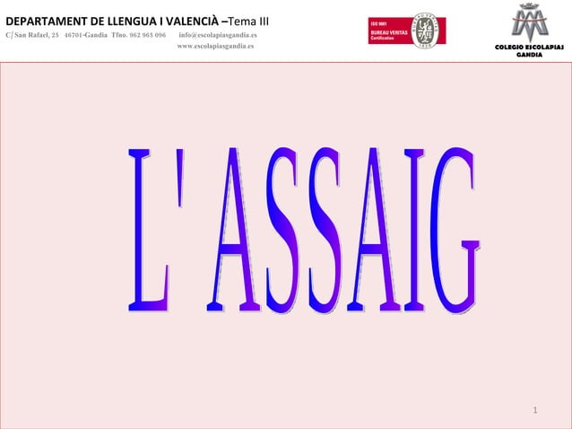 L'assaig tema 4 | PPT