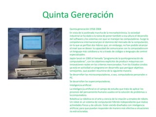 Las seis generaciones de las computadoras | PPTX
