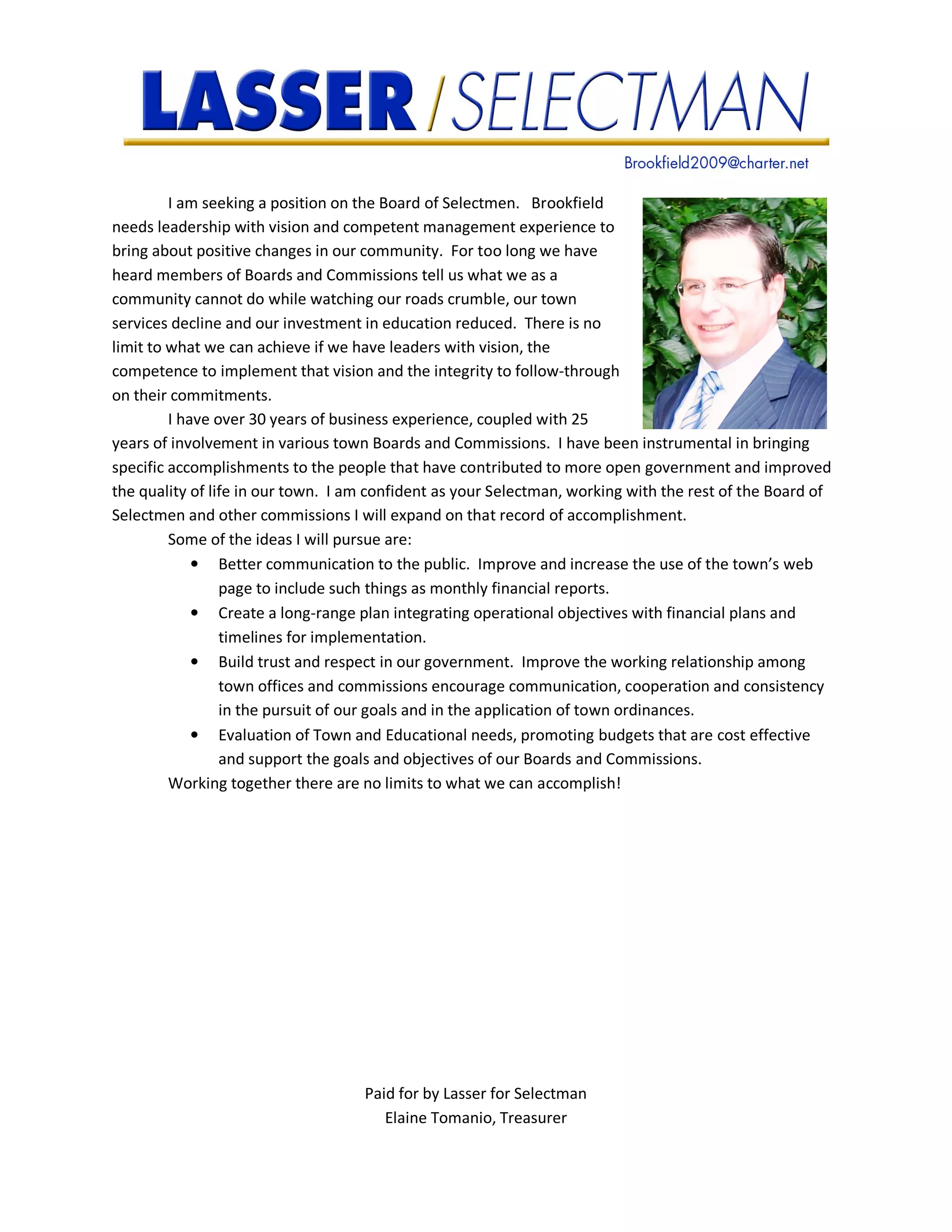 Lasser Candidate Background | PDF