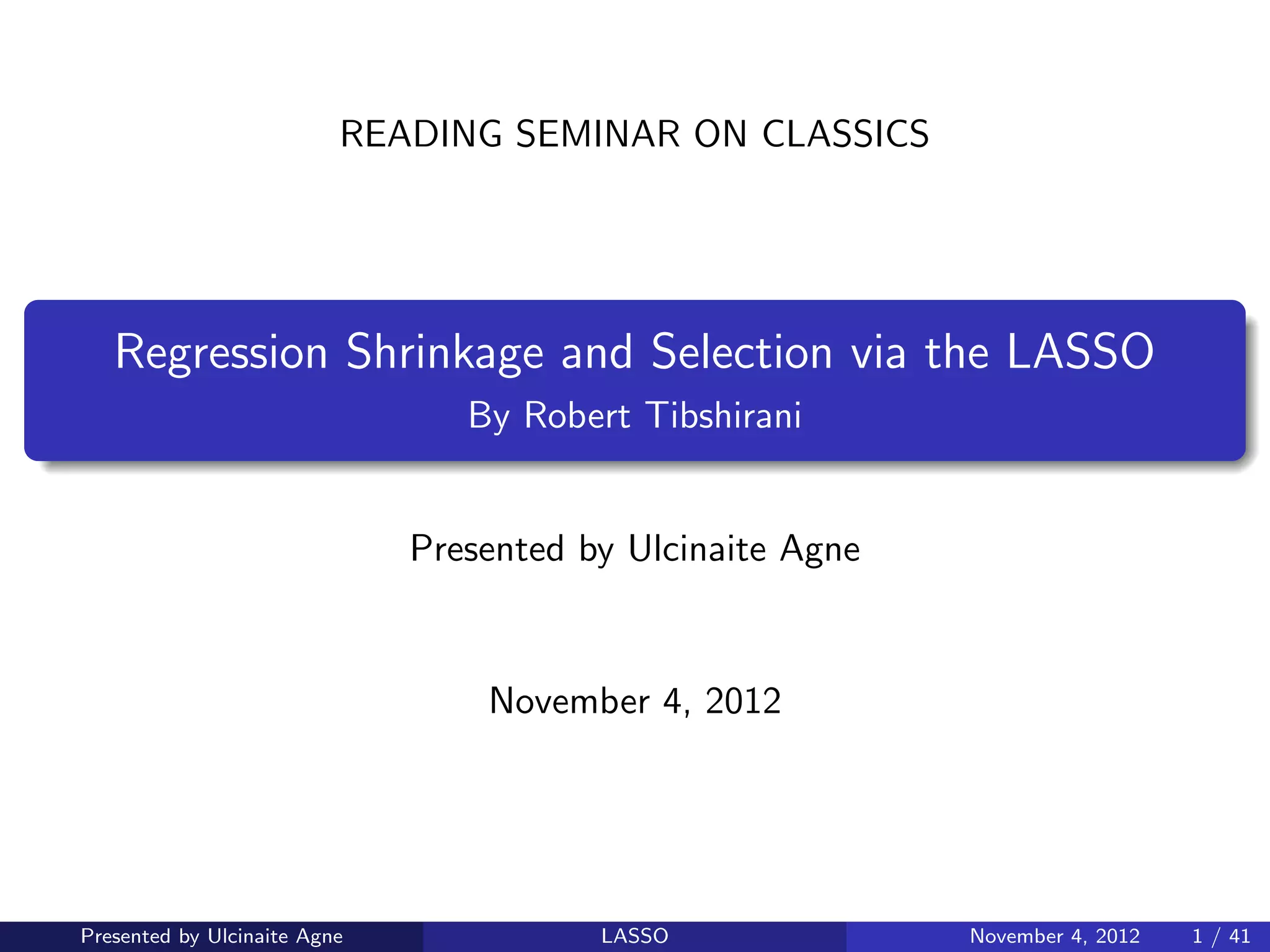 Reading the Lasso 1996 paper by Robert Tibshirani | PDF