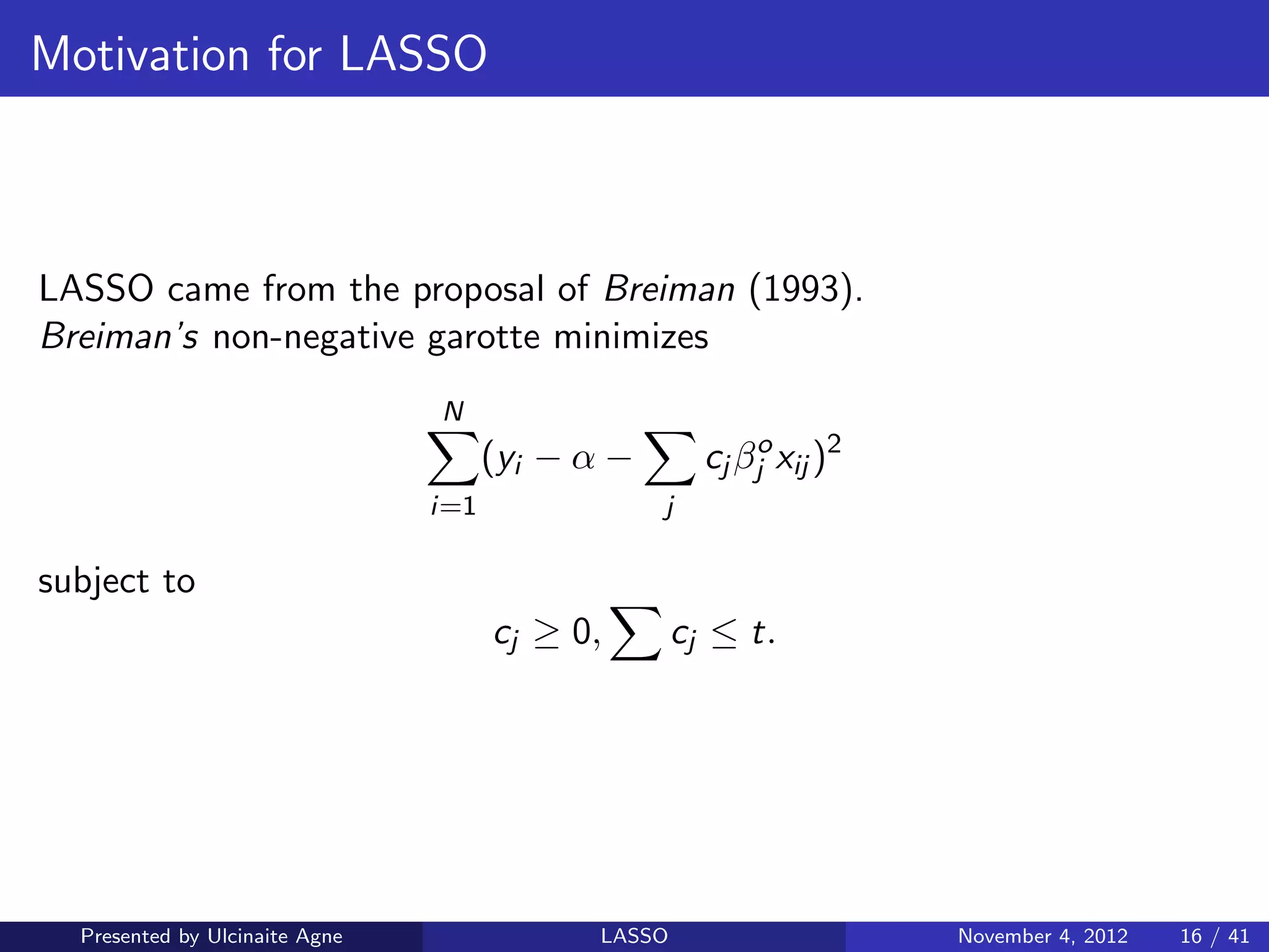 Reading the Lasso 1996 paper by Robert Tibshirani | PDF