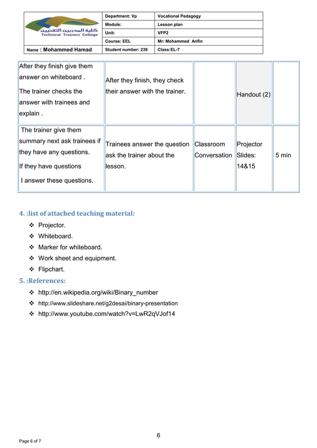 Lasson binary systam | DOCX
