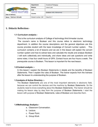Lasson plan | PDF