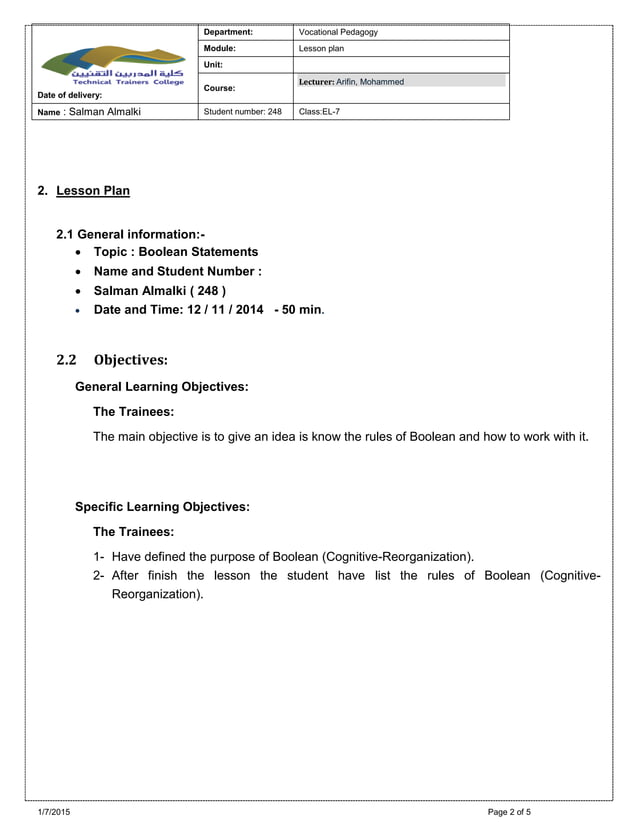 Lasson Plan Pdf