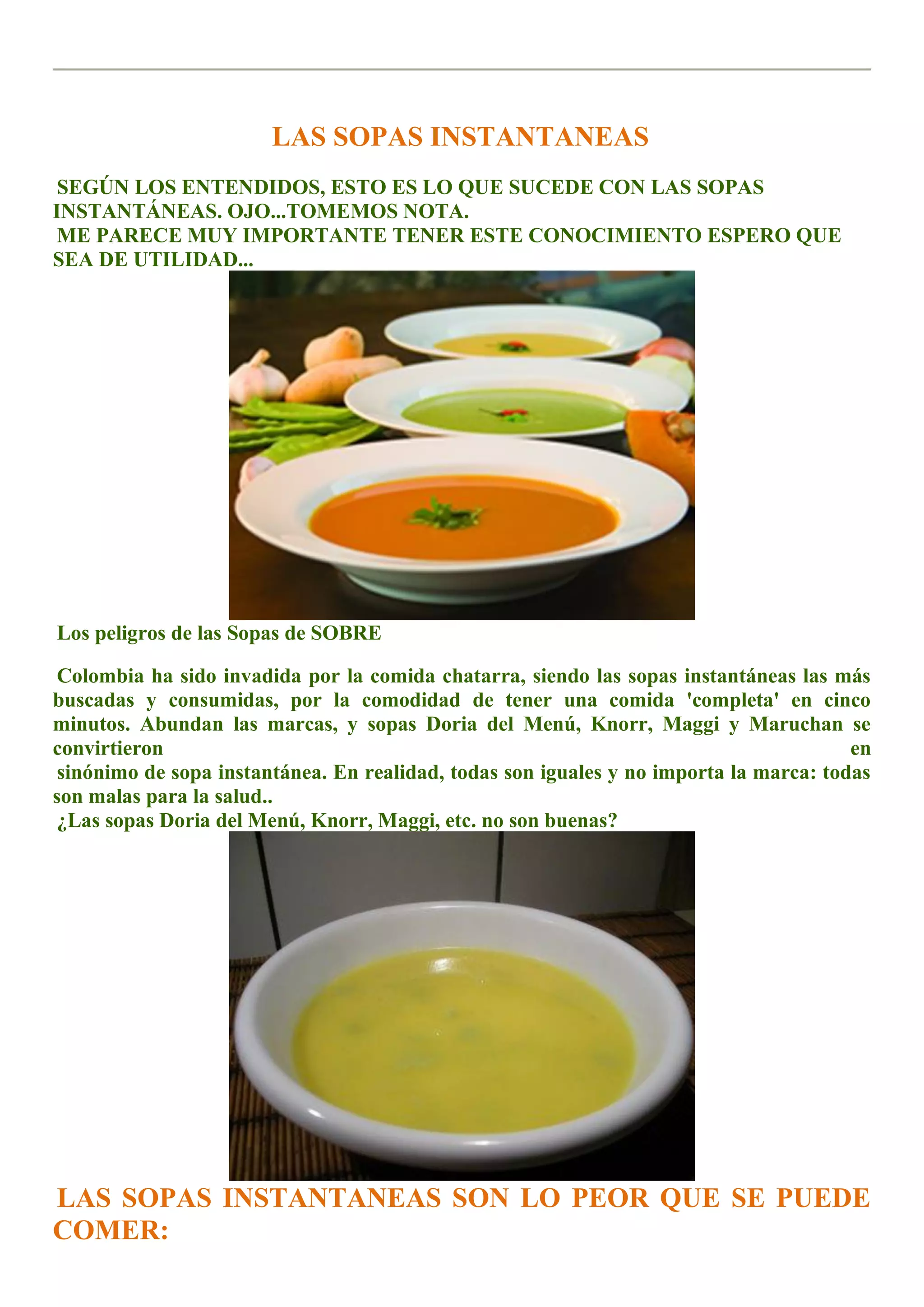 Las sopas instantaneas | PDF