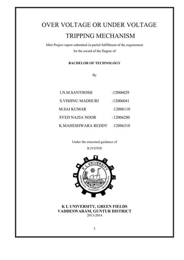 OVER VOLTAGE UNDER VOLTAGE TRIPPING MECHANISM | PDF | Physics | Science