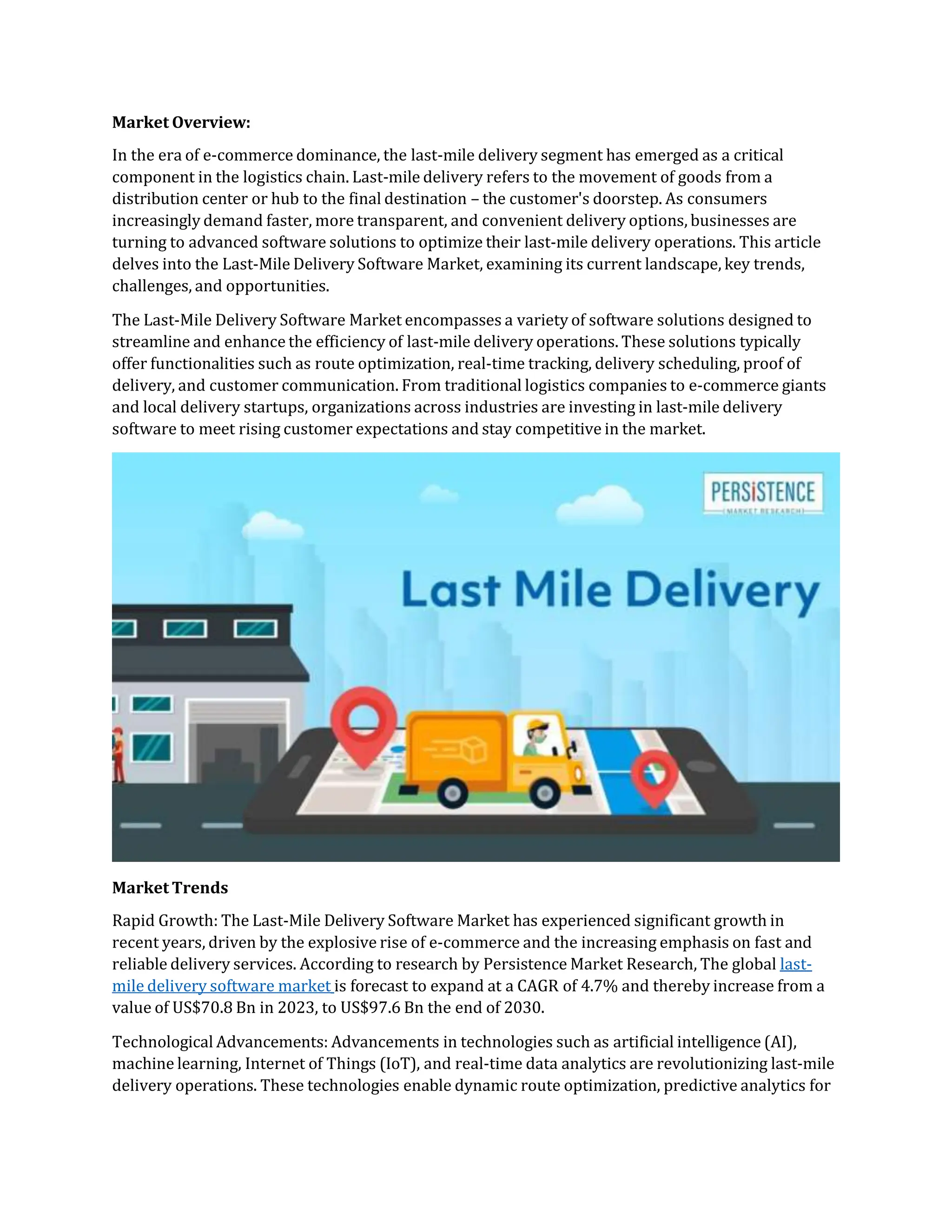 Last-Mile Delivery Software Market: Optimizing Supply Chain Management ...