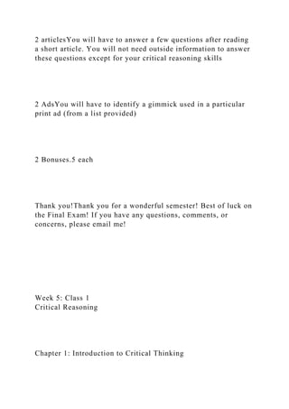 Last Class FINAL EXAM!!!Critical ReasoningP.docx