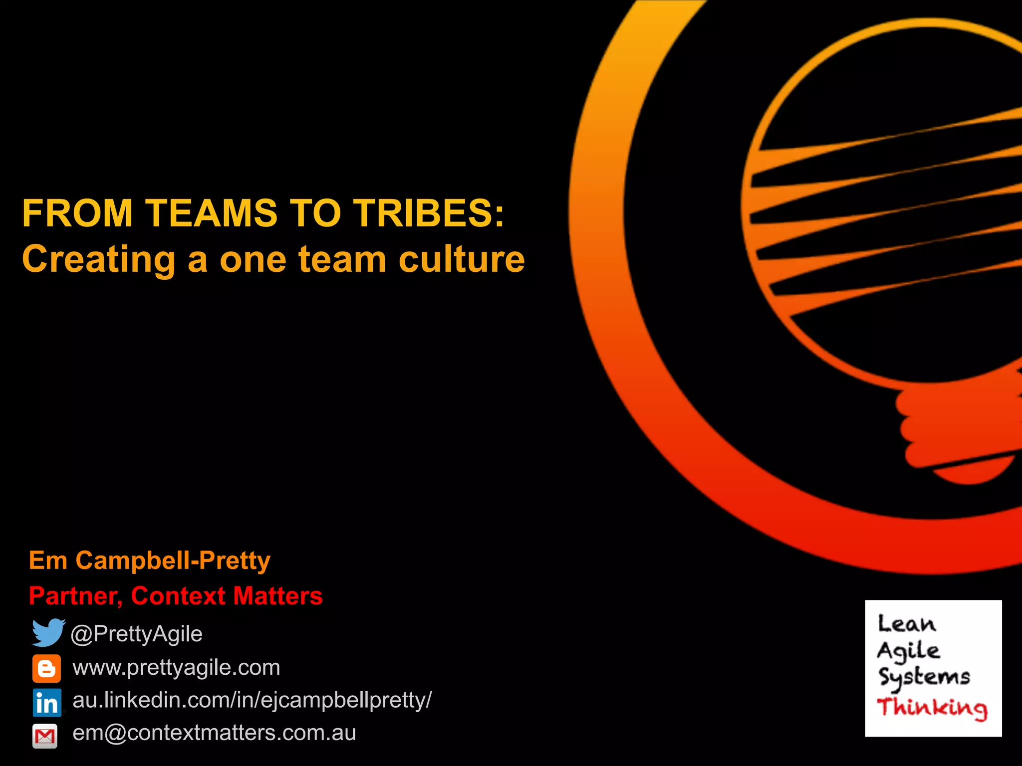 From Teams to Tribes: Creating a One Team culture | PDF