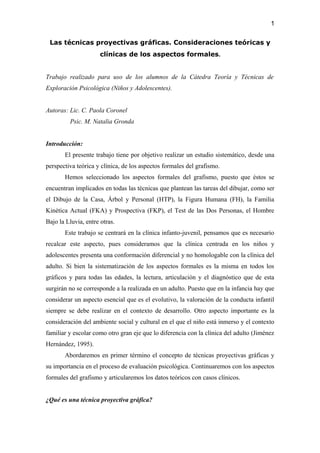 Las tecnicas proyectivas graficas consideraciones | DOC