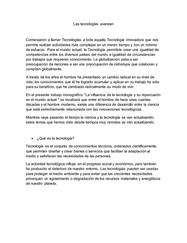 Las tecnologías avanzan | PDF Las tecnologías avanzan | PDF