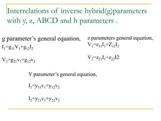 Inverse h-parameters and Interrelation with other parameters | PPTX