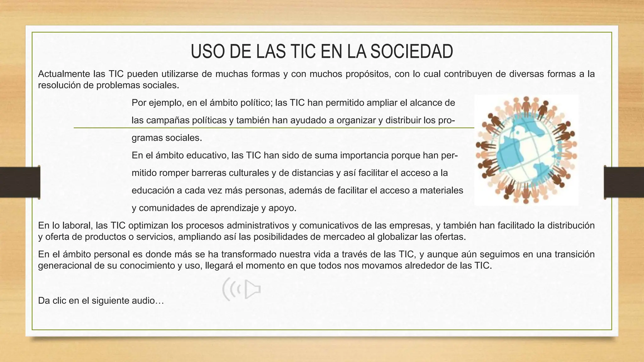 Las TIC en la sociedad, implicaciones, ventajas y desventajas | PPT