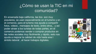 Las tics en la comunidad | PPTX