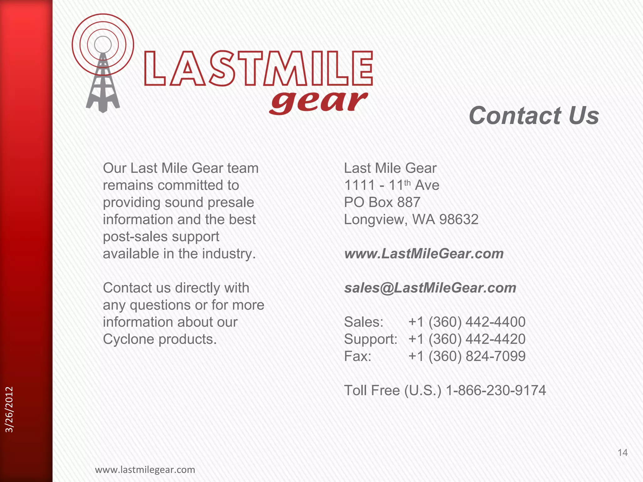 Last Mile Gear Manufactures Cyclone | PPT