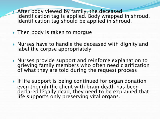 Nursiing consideration- Last office death care | PPTX | Death, Injury ...