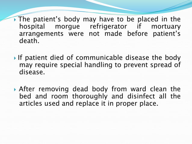 Nursiing consideration- Last office death care | PPTX | Death, Injury ...