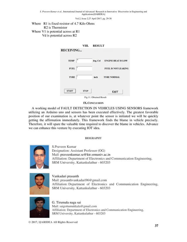 Fault Detection In Vehicles Using Sensors Pdf Computing Technology And Computing