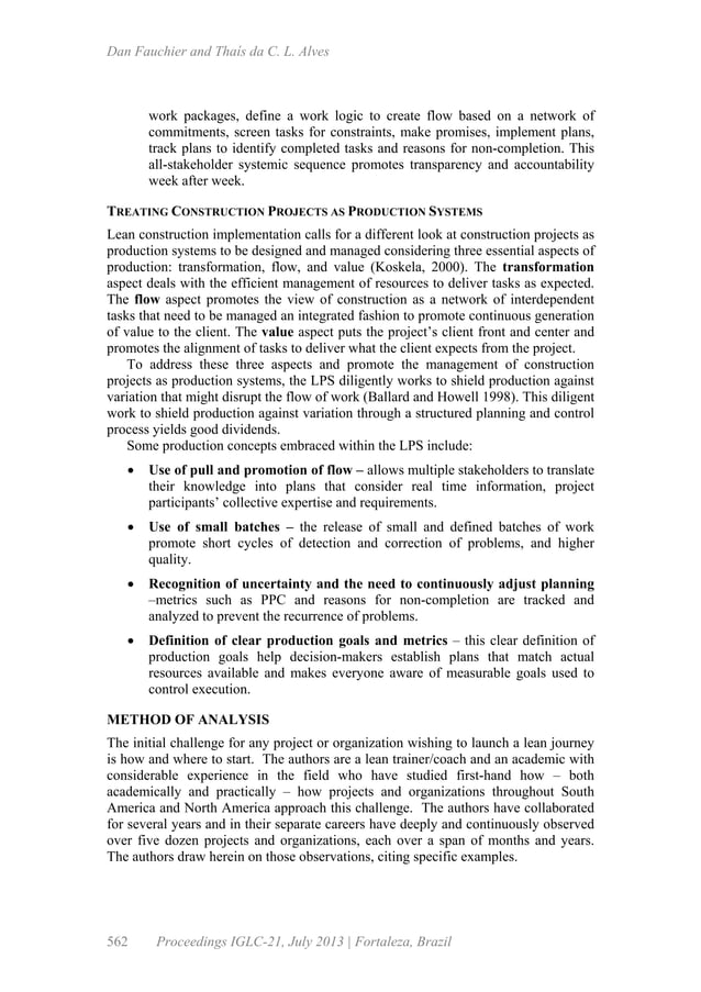 LAST PLANNER® SYSTEM AS THE GATEWAY TO LEAN BEHAVIORS | PDF