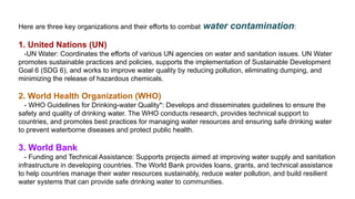 Organizations and their efforts to combat water contamination | PDF