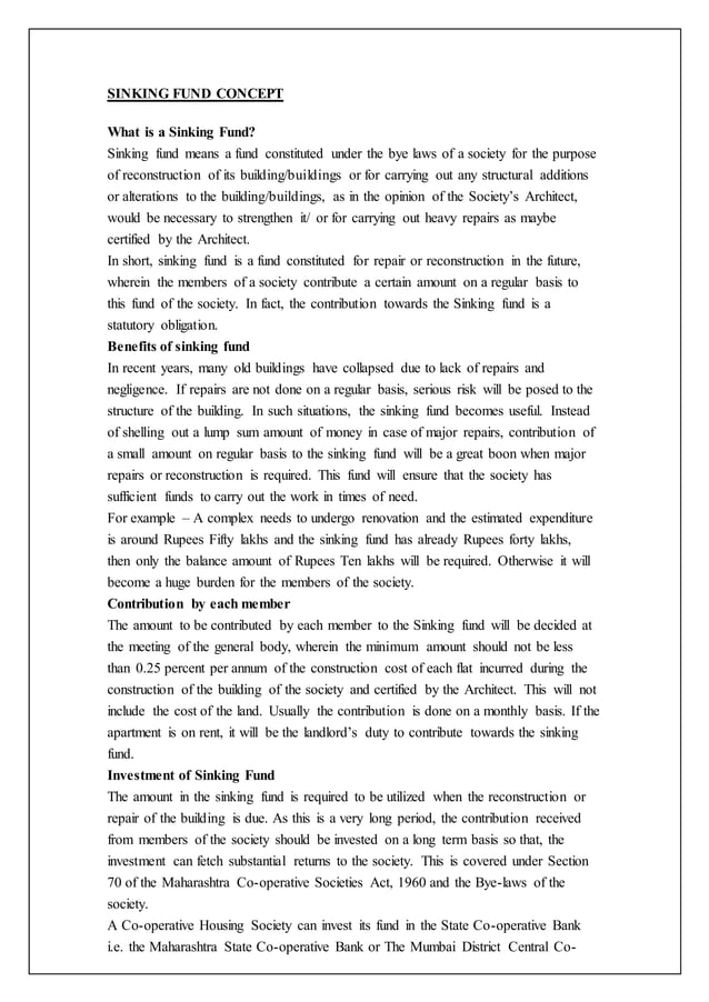 Depreciation and sinking fund | DOC | Mutual Funds | Personal Investing