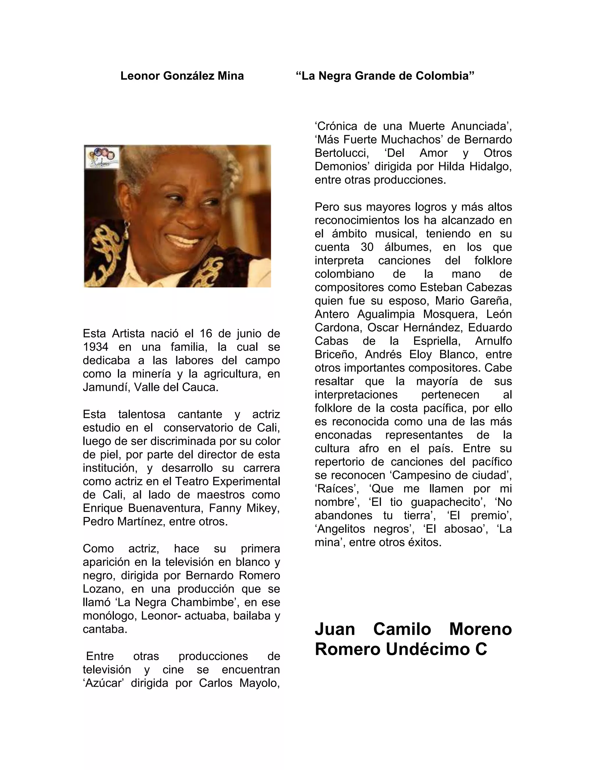Las tres cantaoras de colombia. juan camilo moreno | DOCX