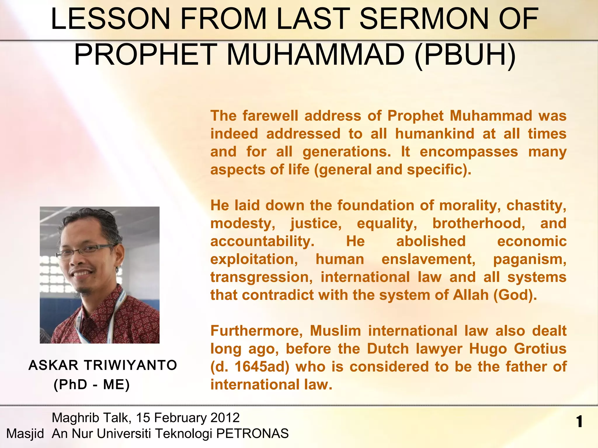 Last sermon muhammad pbuh | PPT