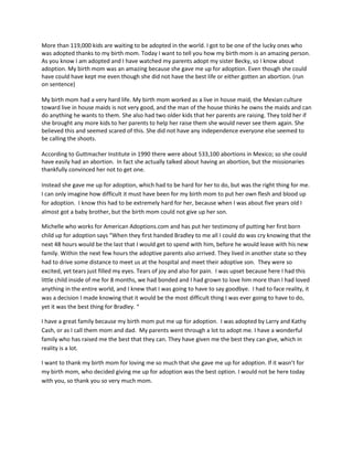 Last speech | DOCX | Adoption and Fostering | Parenting