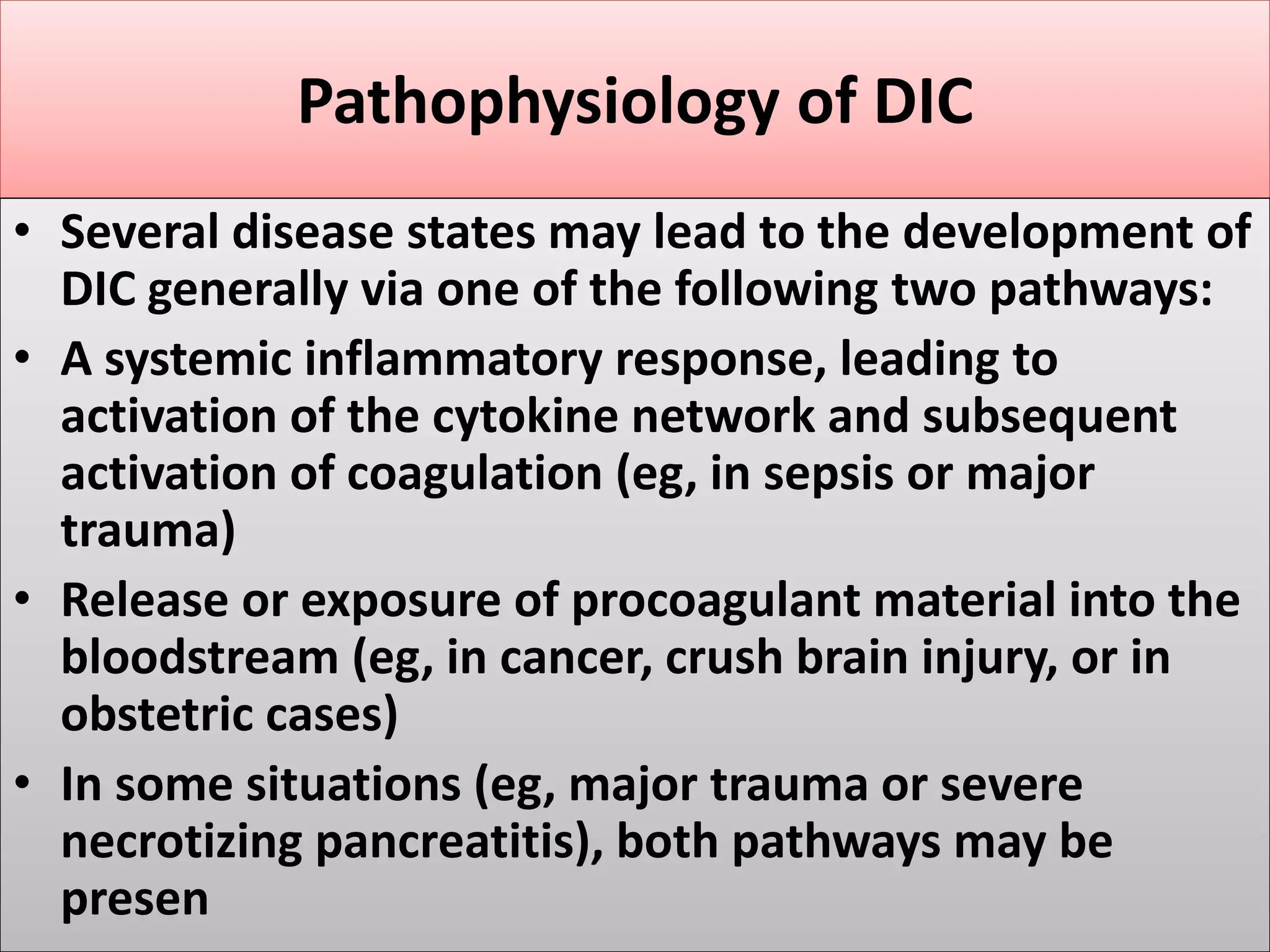 Last update in diagnosis and mangement of dic | PPTX