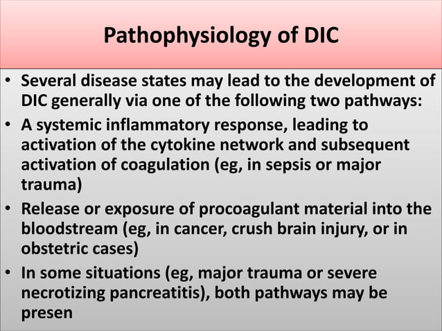 Last update in diagnosis and mangement of dic | PPT