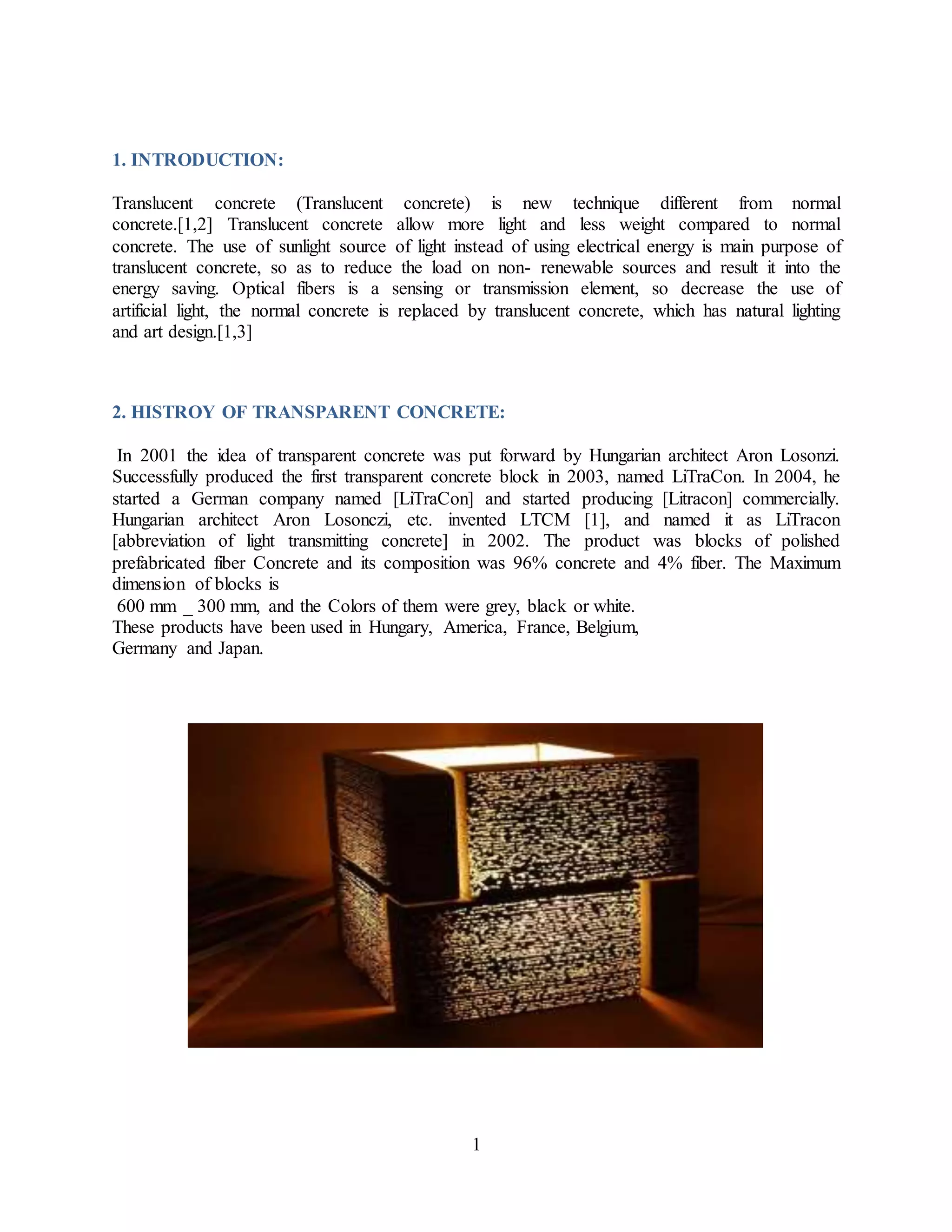 Trasnparent Concrete (LITRACON) | DOCX