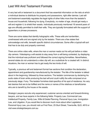 Last Will And Testament Formats | PDF | Legal Services Industry ...