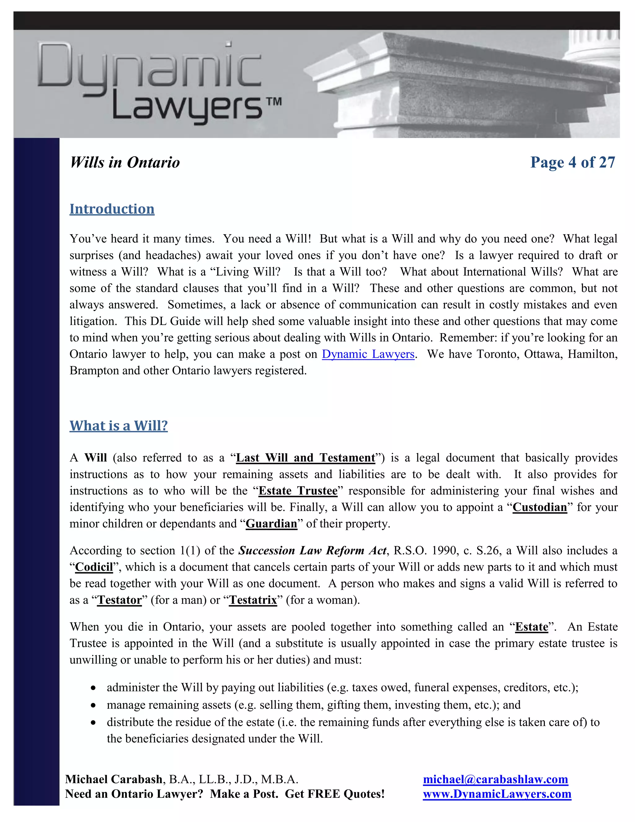 Last will and testament ontario | PDF