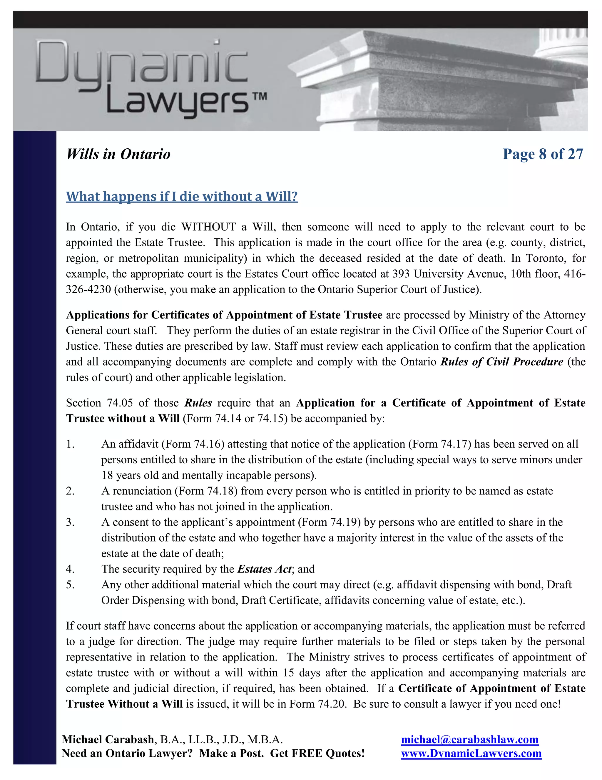 Last will and testament ontario | PDF