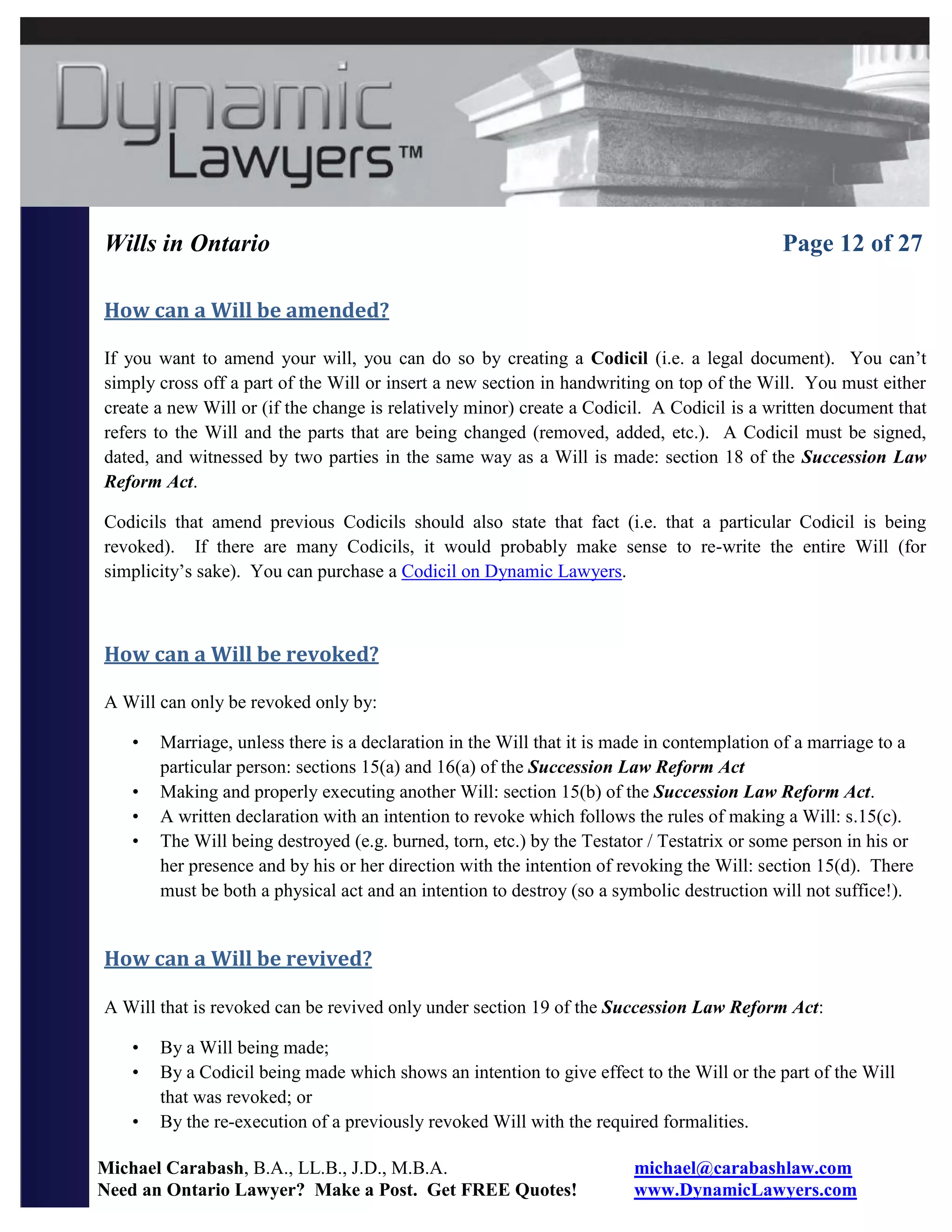 Last will and testament ontario | PDF
