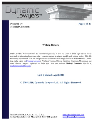 Last will and testament ontario | PDF