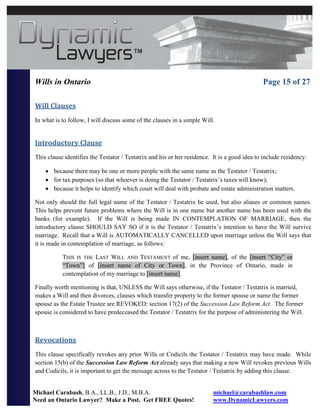 Last will and testament ontario | PDF