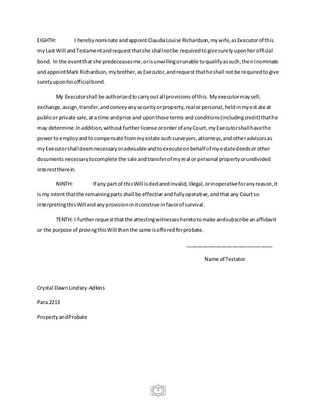 Last will and testament portfolio