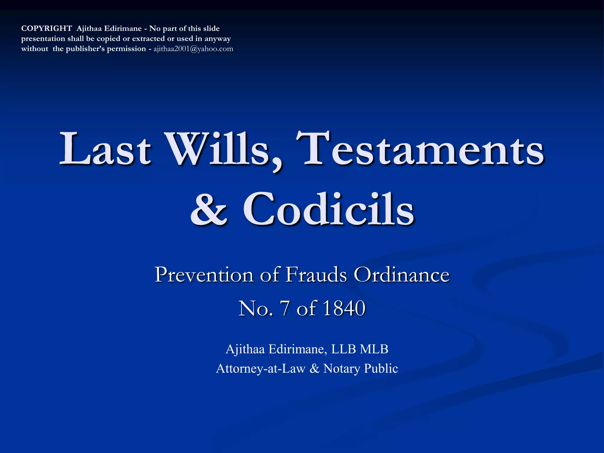 Last wills and Codicils | PPT