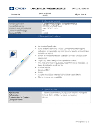 lapices electroquirurgicos | PDF