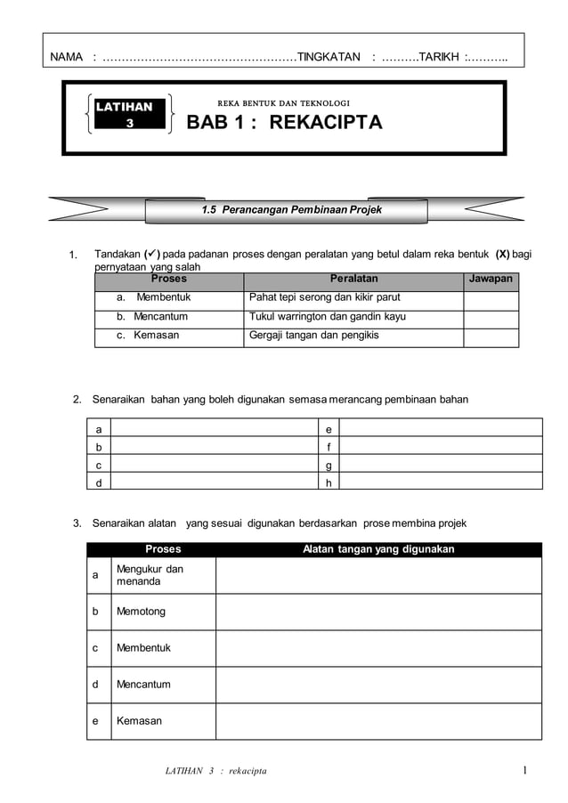 Lat 3 rekacipta tingkatan 3 KHB | DOCX