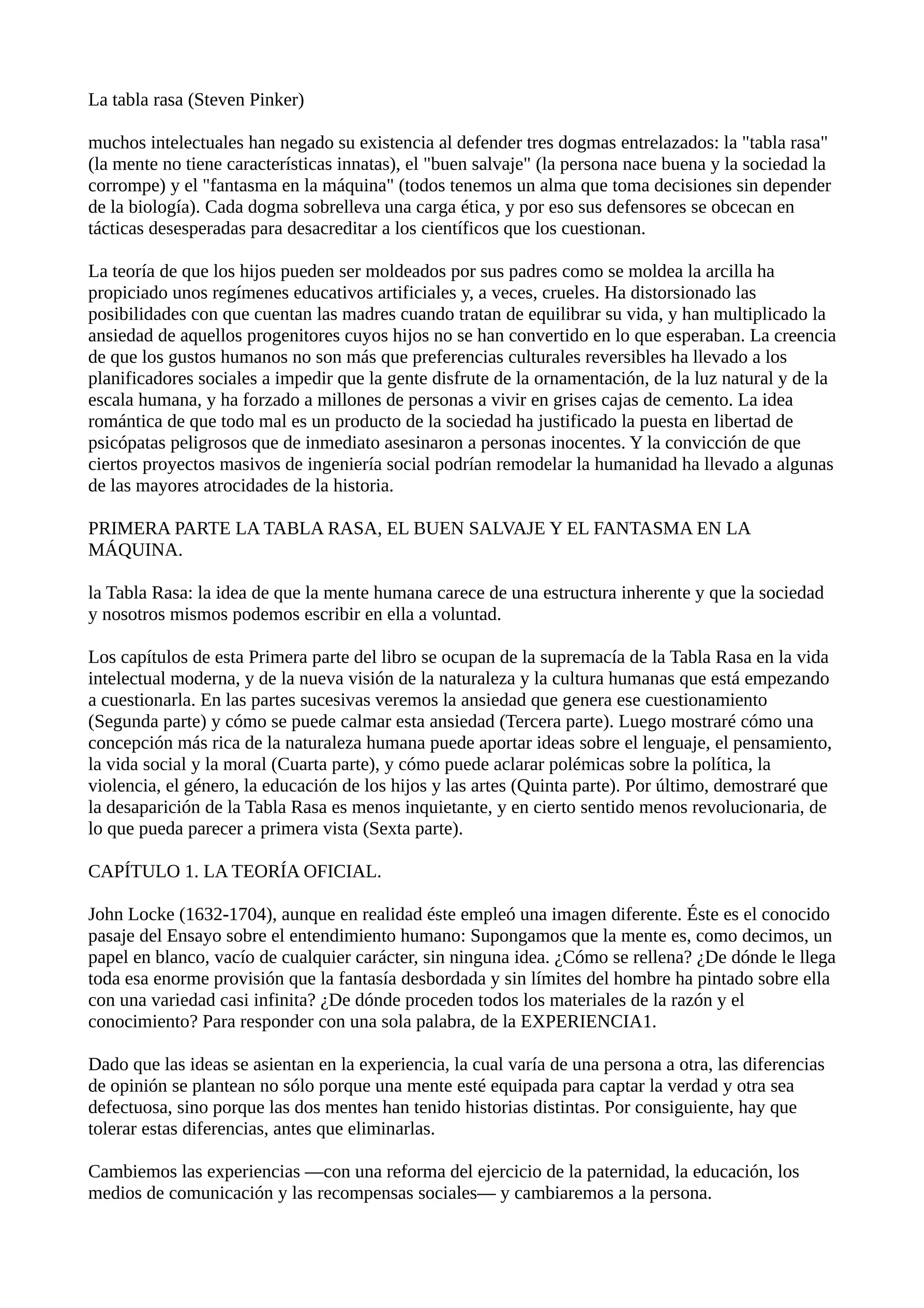 La tabla rasa steven pinker | PDF