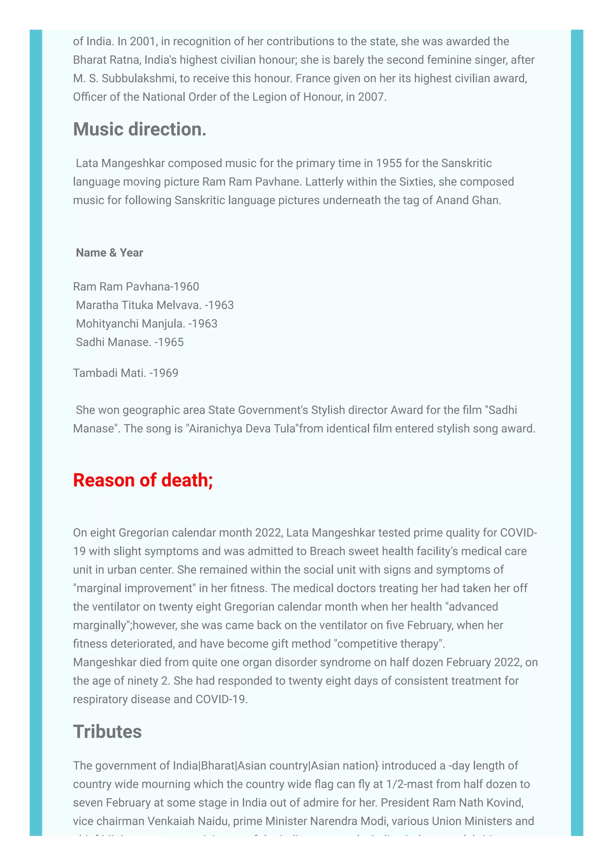 Lata mangeshkar biography | PDF