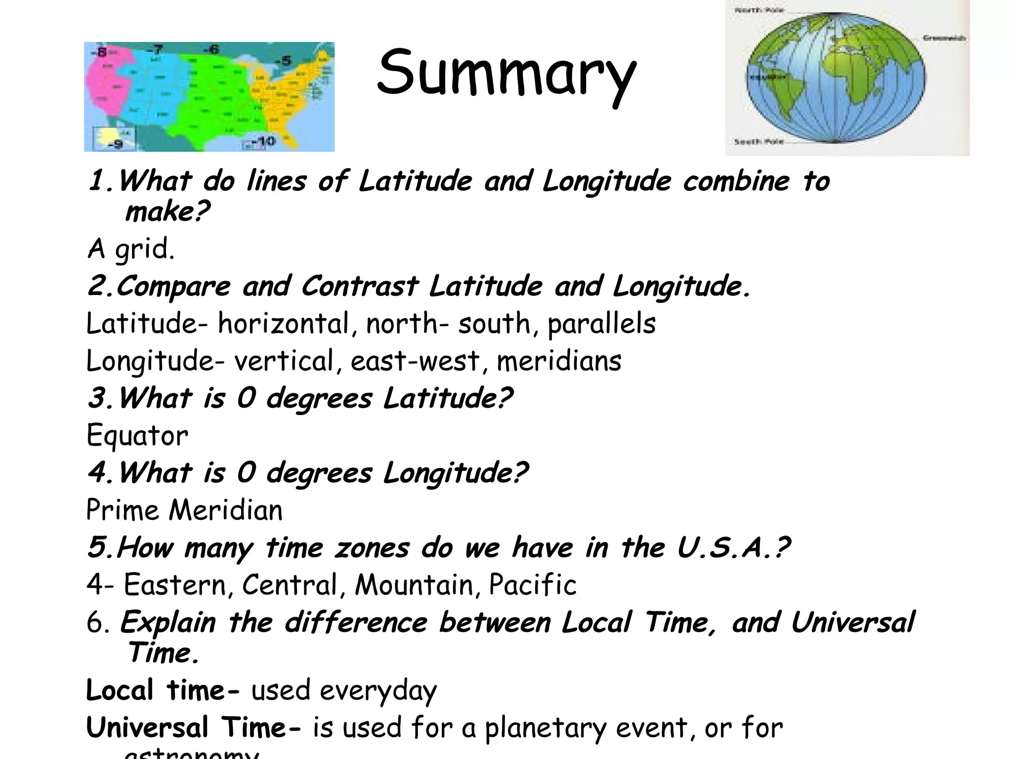 Lat and long time zones 2 | PPT