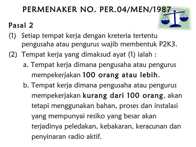 Latar belakang pembentukan P2K3 | PPT