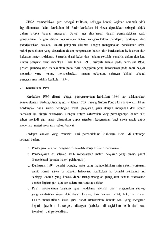 Latar belakang perubahan kurikulum dari kurkulum cbsa sampai kurikulum 2013 | PDF