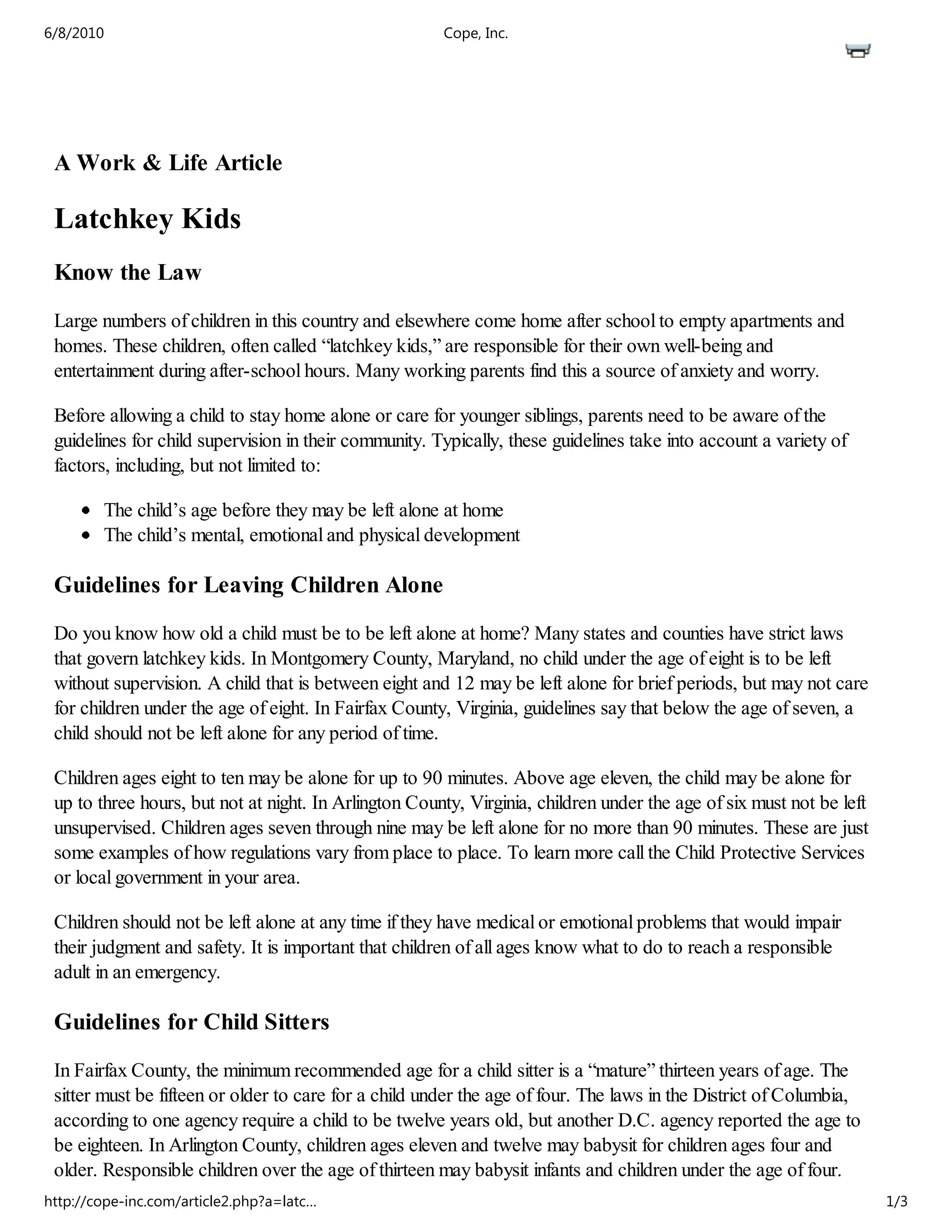 Latchkey Kids | PDF
