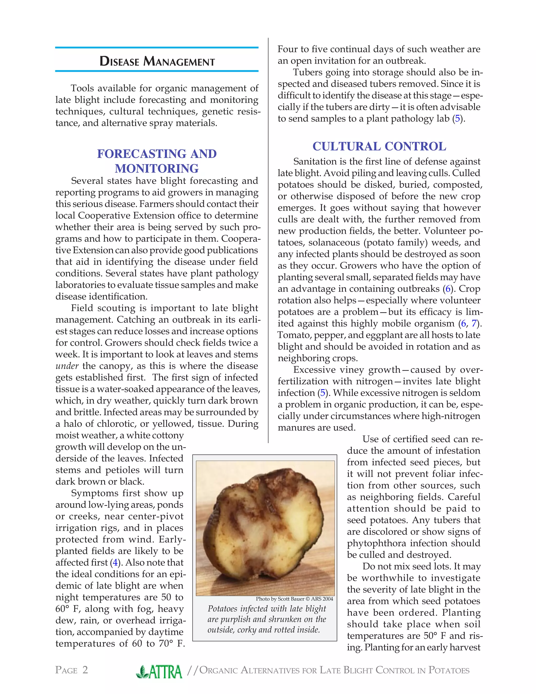 Organic Alternatives for Late Blight Control in Potatoes | PDF